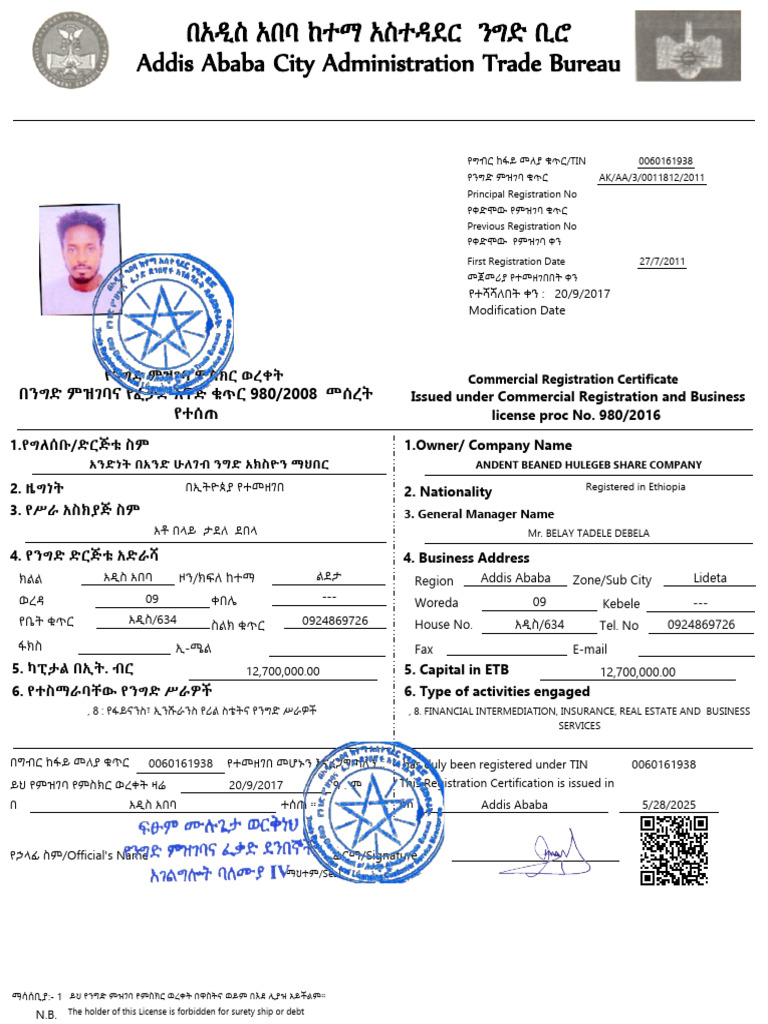 Commercial Registration Certificate | PDF
