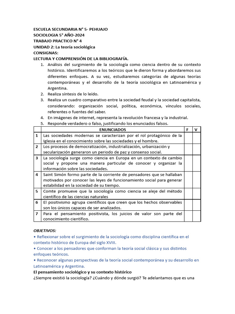Trabajo N - 4 de Sociolog-A | PDF | Sociología | Sociedad