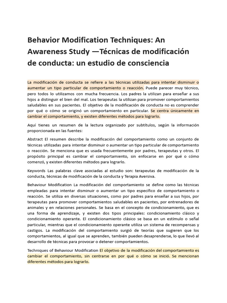 SEMANA 7-Behavior Modification Techniques - An Awareness Study - Técnicas de Modificación de ...