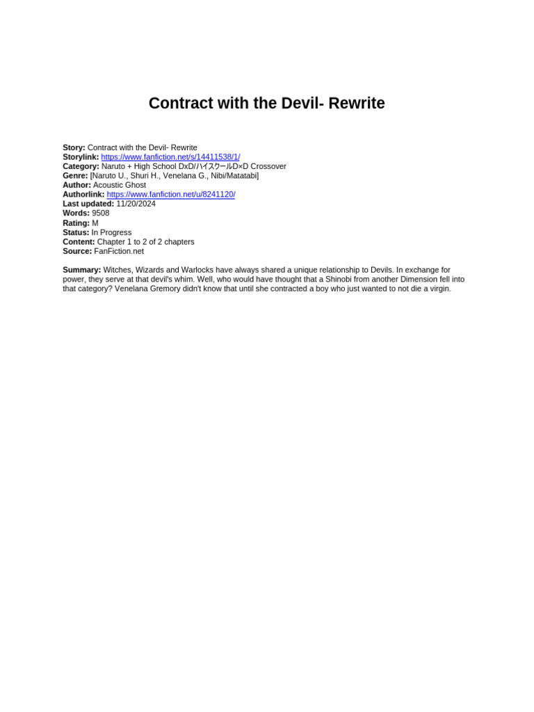 Acoustic Ghost - Contract With The Devil - Rewrite | PDF