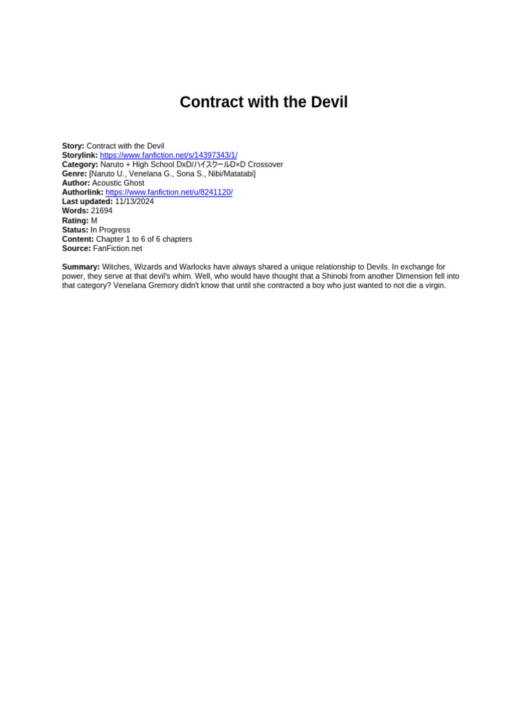 Acoustic Ghost - Contract With The Devil | PDF