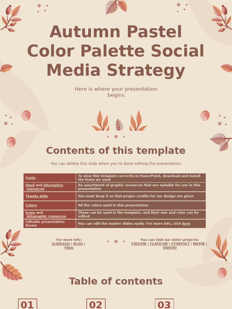 Autumn Pastel Color Palette Social Media Strategy by Slidesgo | PDF ...