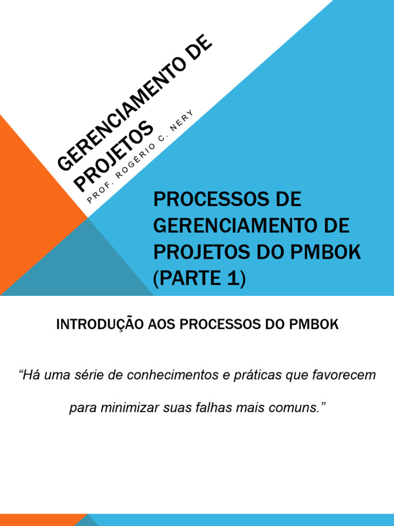 Curso Gestão de Projetos - Módulo 3 - Processos PMBOK Parte 1 | PDF ...