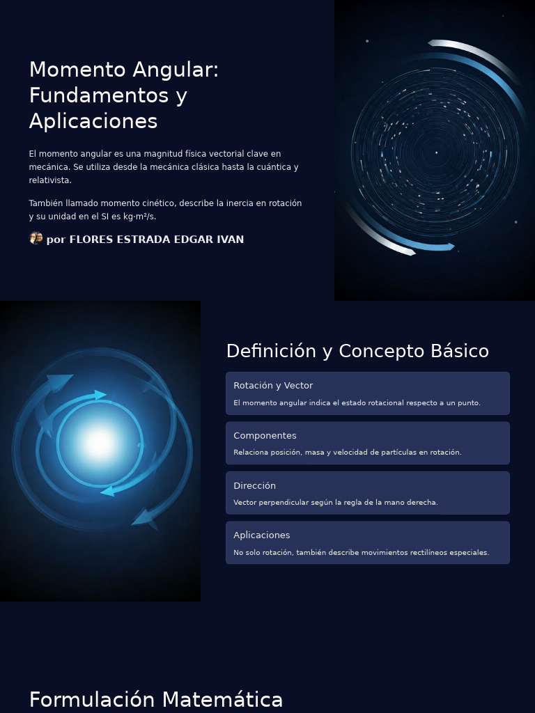 Momento Angular Fundamentos y Aplicaciones | PDF | Esfuerzo de torsión | Momento angular