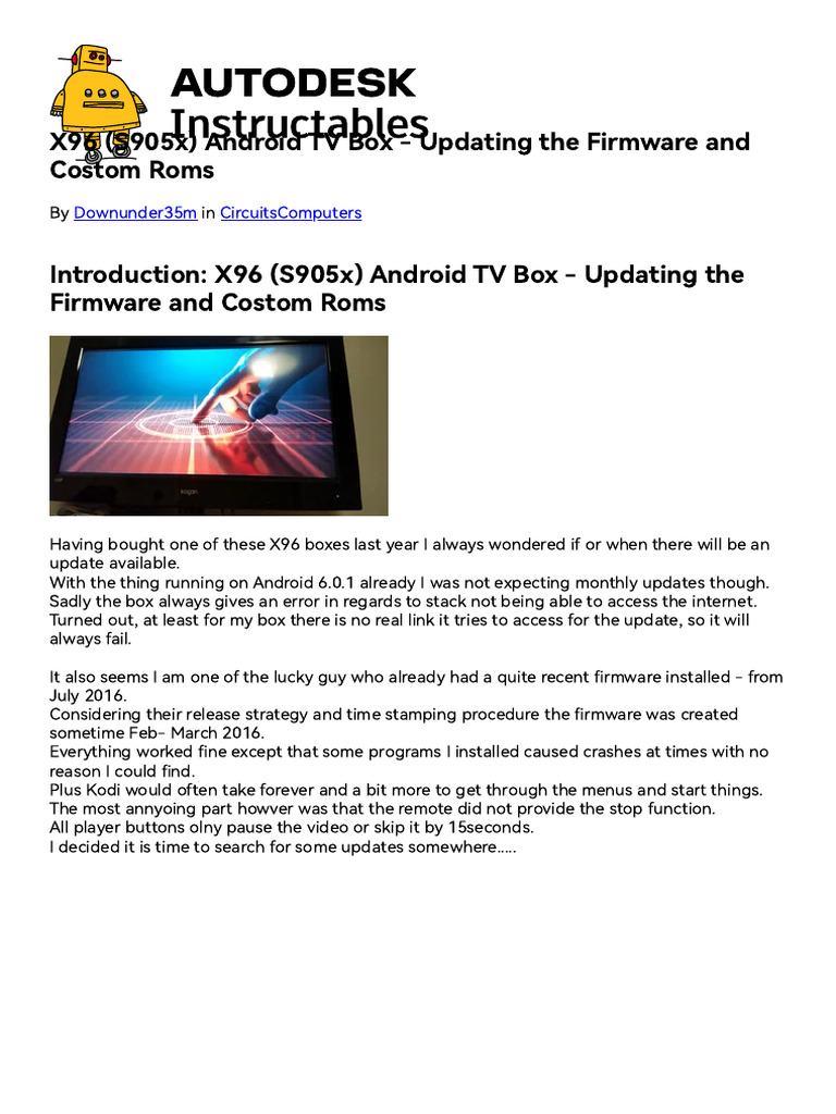 X96 (S905x) Android TV Box - Updating The Firmware and Costom Roms - 12 Steps - Instructables ...