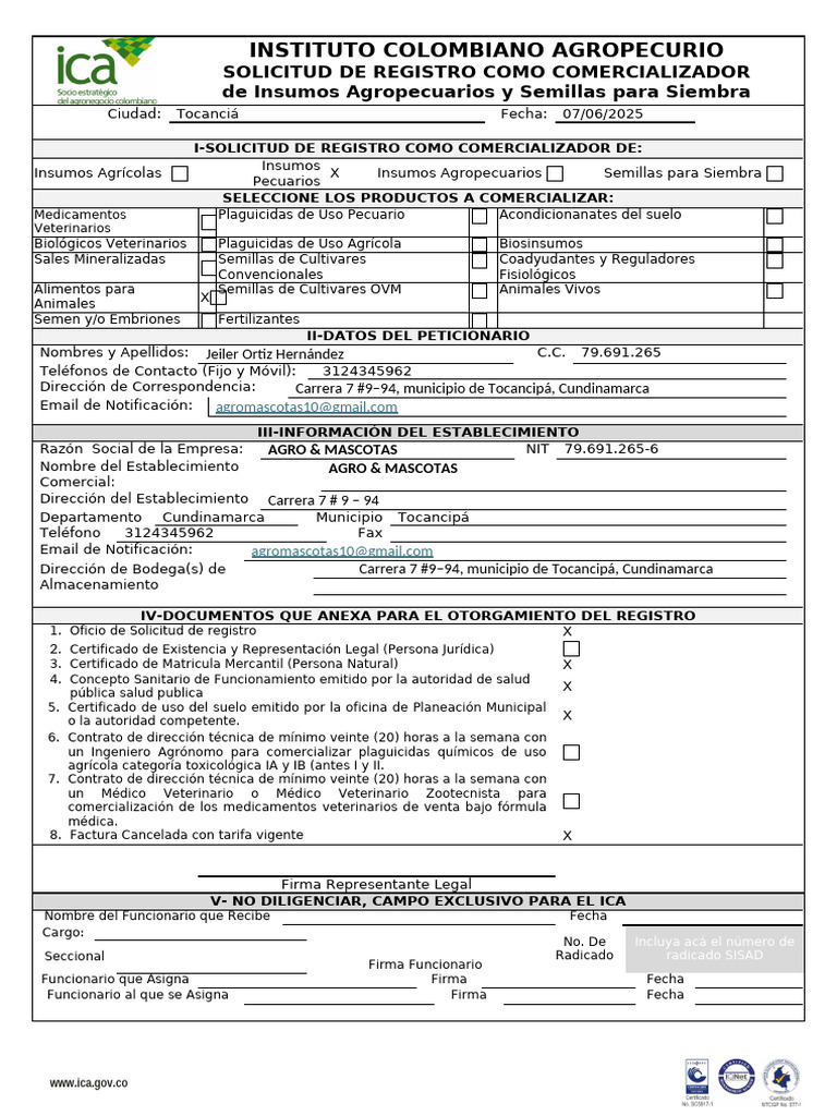 Formulario ICA | PDF