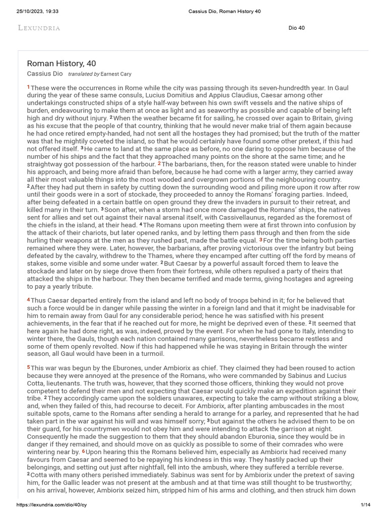 Cassius Dio, Roman History 40 | PDF | Ancient Europe