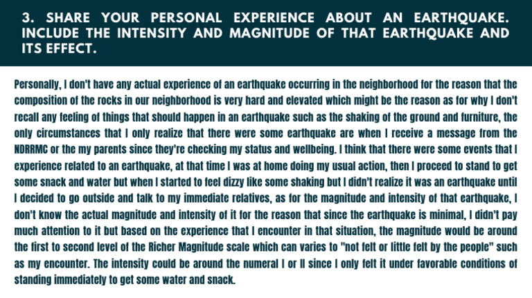 Personal Earthquake Experience Insights | PDF
