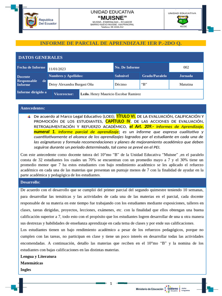 Formato de Informe de Parcial de Aprendizaje | PDF | Science | Cognición