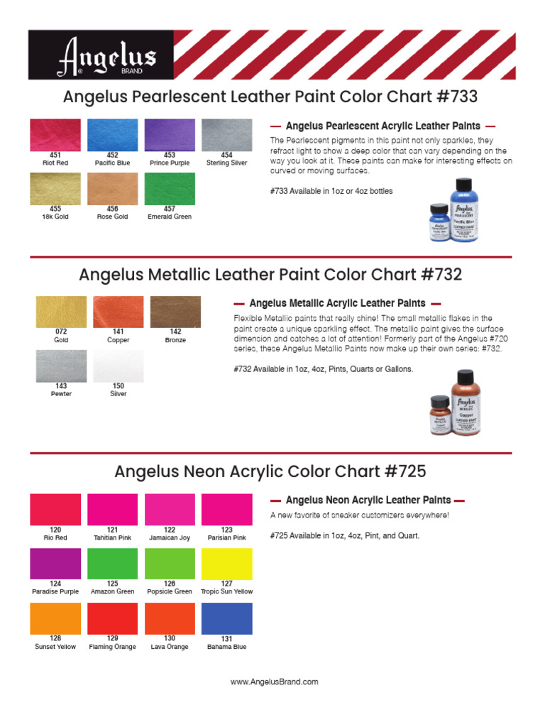 Angelus Leather Paint Color Charts | PDF | Paint | Green