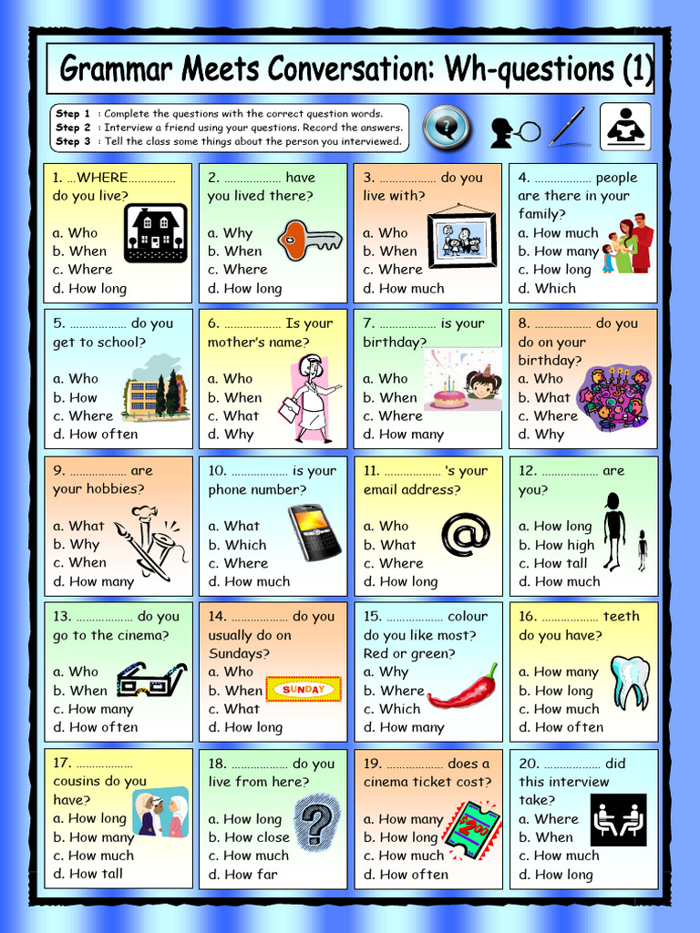 WH Questions Exercises | PDF