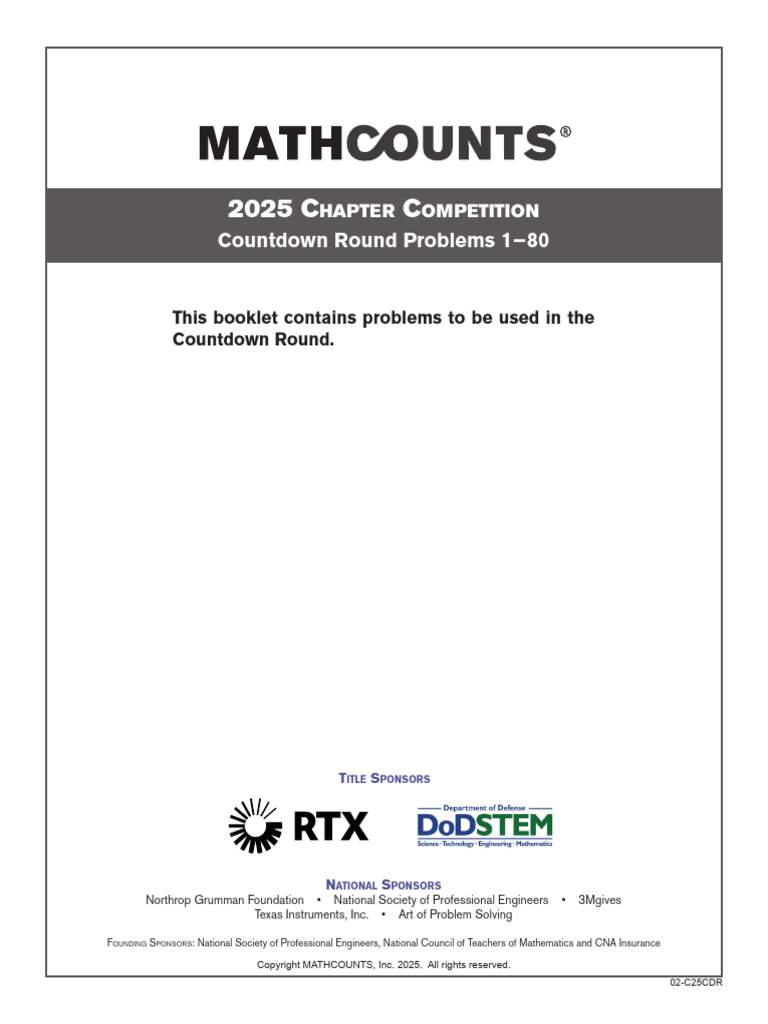 2025 COMPLETE Chapter Countdown - FINAL | PDF | Area | Numbers