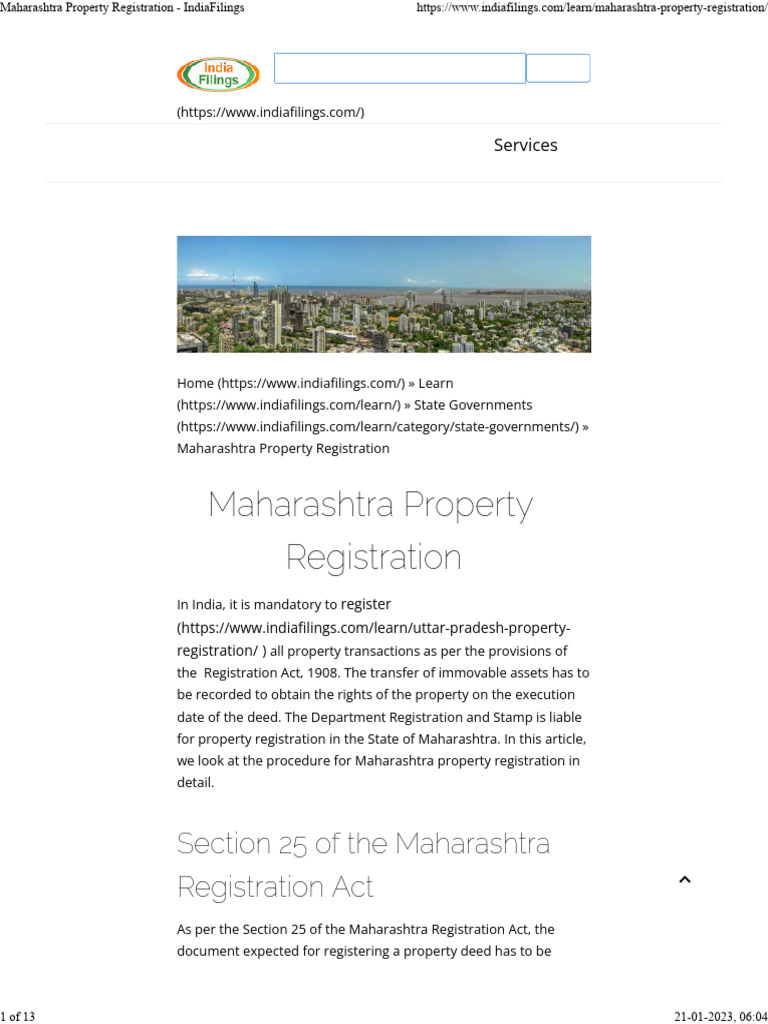 Maharashtra Property Registration Guide | PDF | Private Law | Common Law