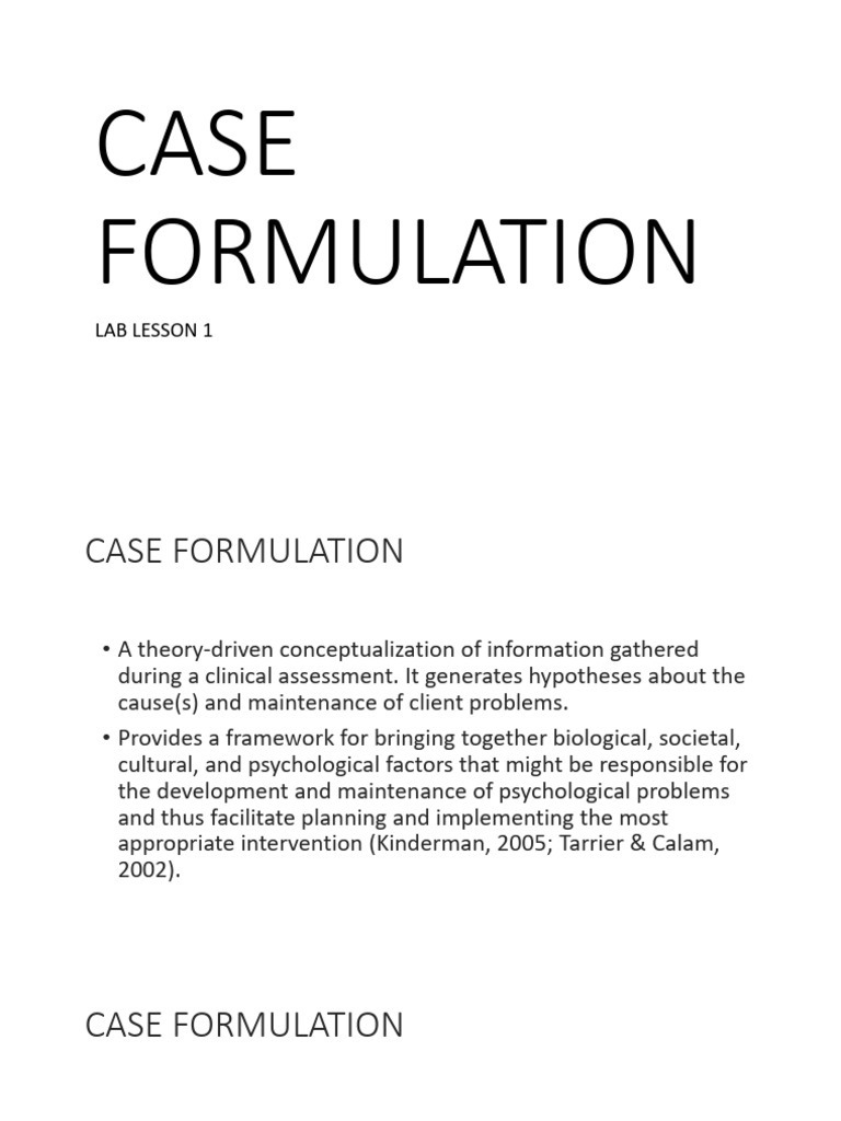 Case Formulation in Clinical Psychology | PDF | Dialectical Behavior ...
