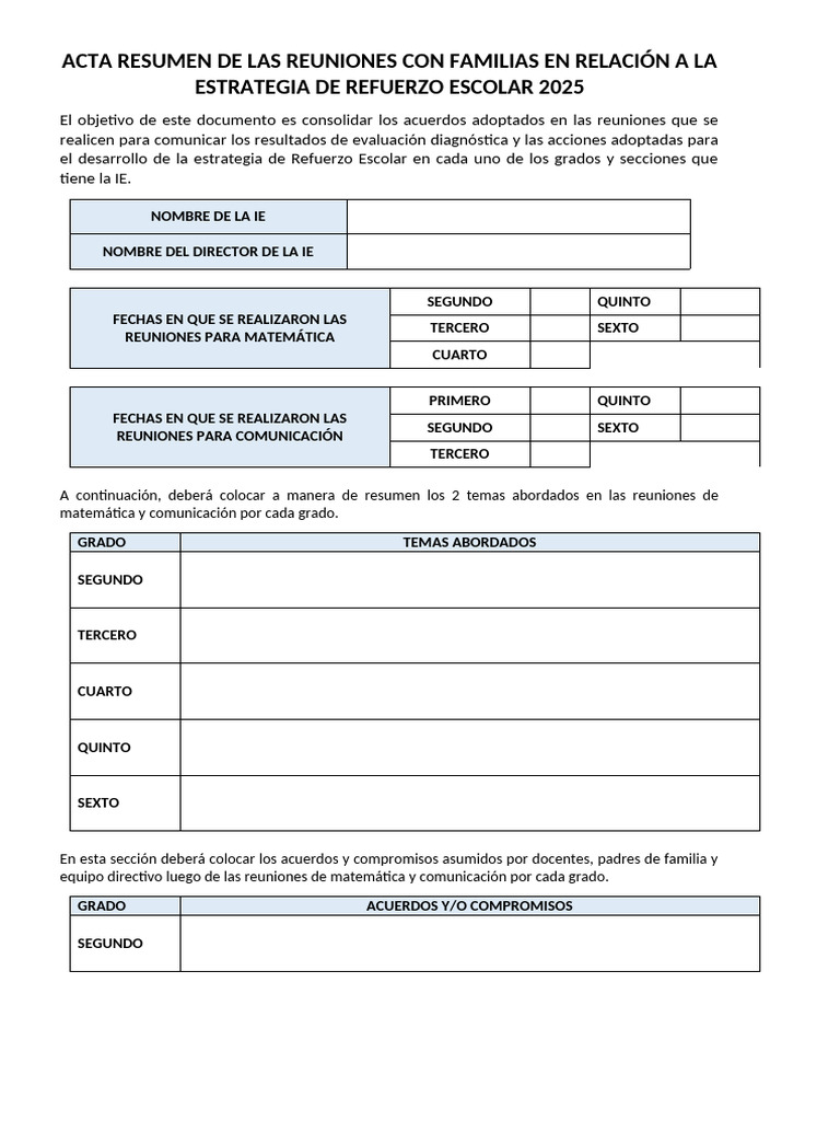 Fichas de Refuerzo Escolar 2025 | PDF