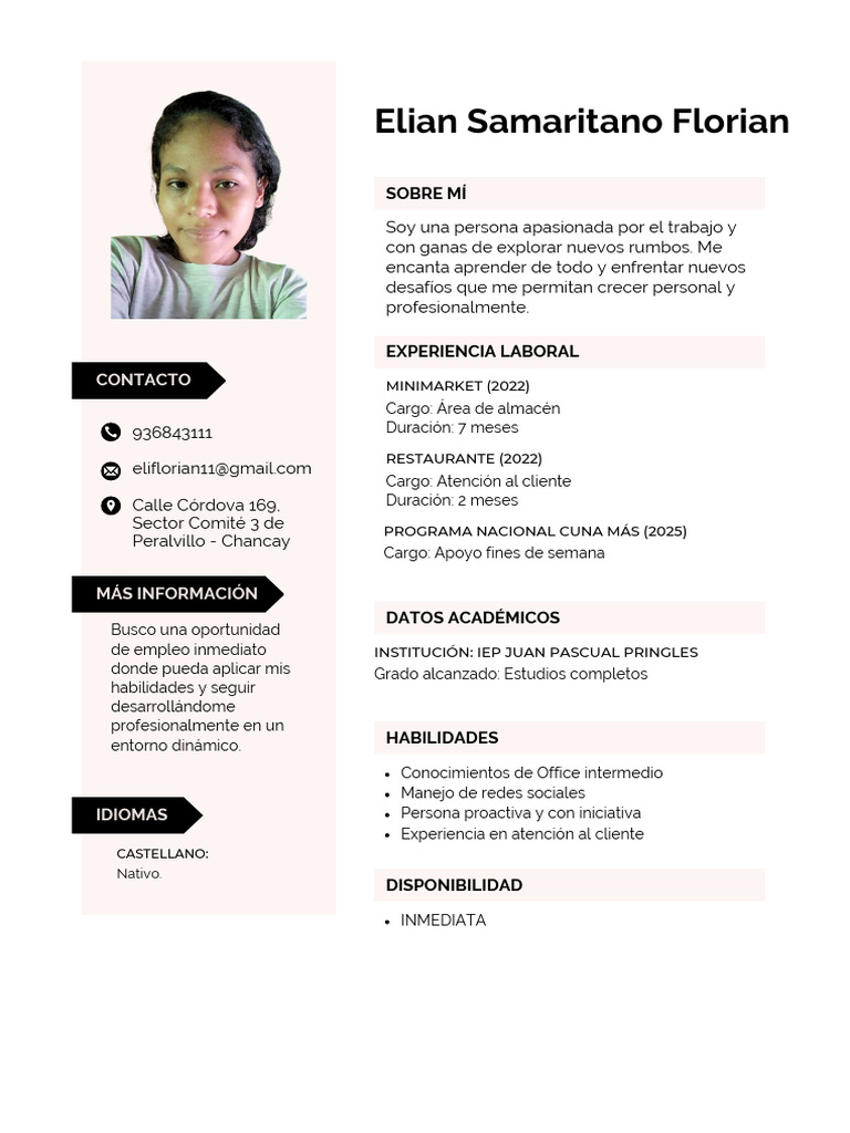 Currículum Elian Florian 2025 | PDF