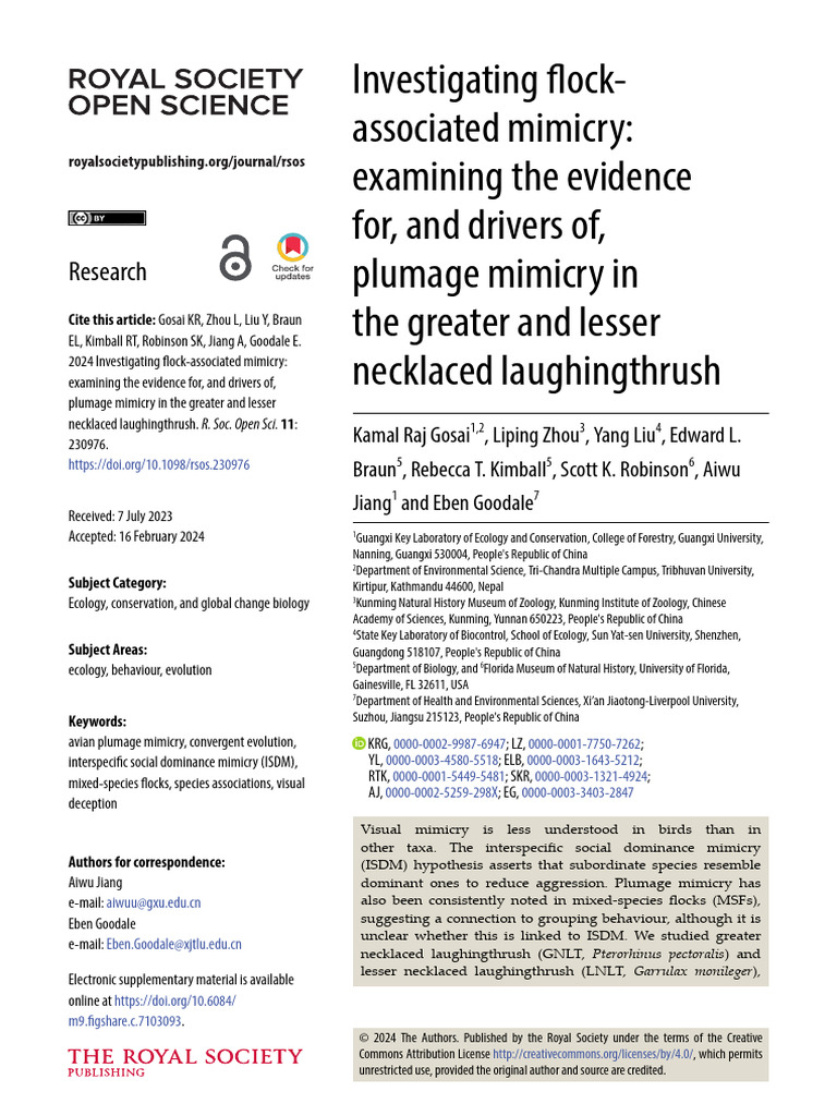 Gosai Et Al. 2024 Roy Soc Open Sci Investigating Flock Associated ...