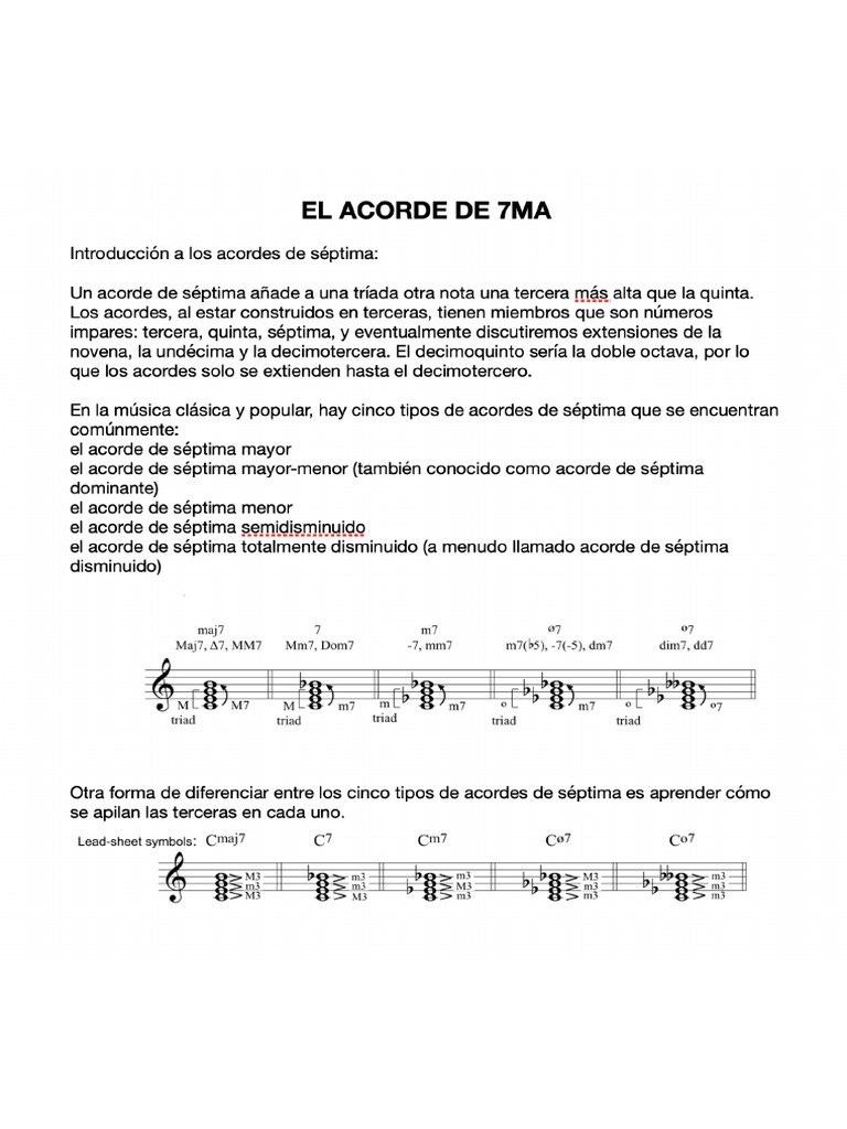 El Acorde de 7ma - Diferentes Tipos de Acordes de 7ma | PDF