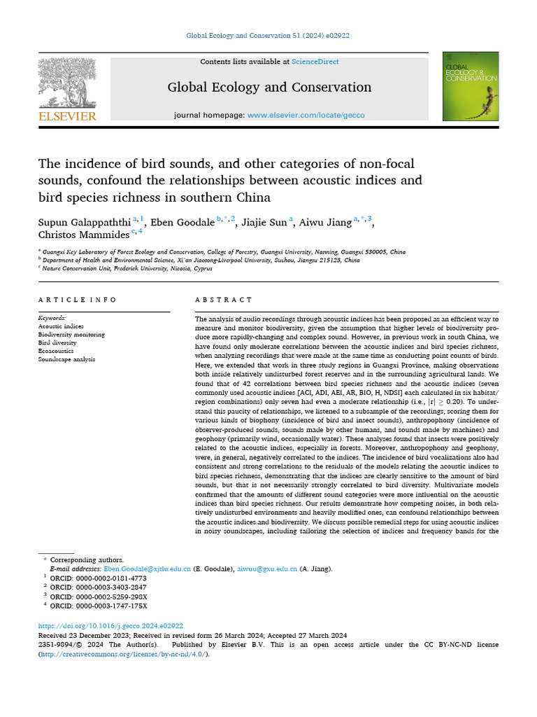 Galappaththi Et Al. 2024 Global Ecology and Conservation Confounding ...
