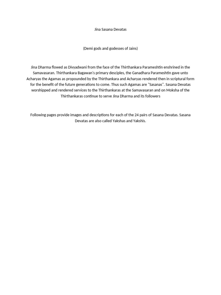 Jain Sasana Devatas Overview | PDF