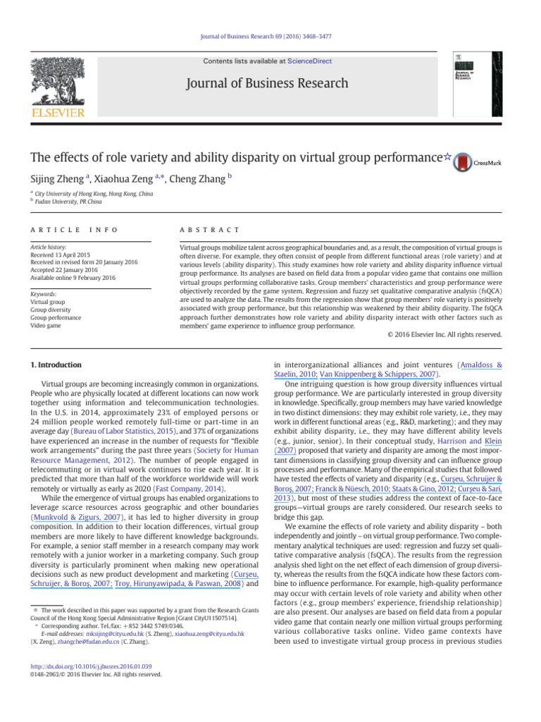 35 The Effects of Role Variety and Ability Disparity On Virtual Group ...