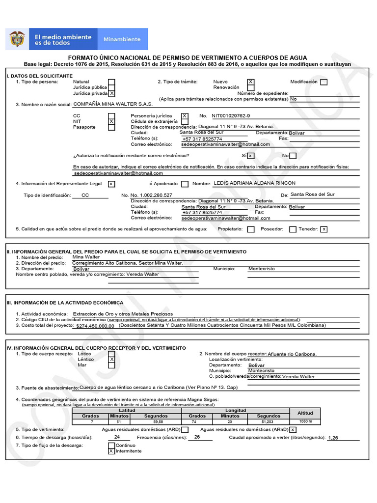 4.Formato Permiso de vertimiento cuerpos de agua_PTAR_Mina_Walter_2021 ...