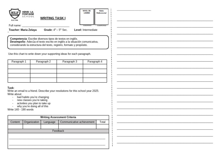 Writing Task - Intermediate | PDF