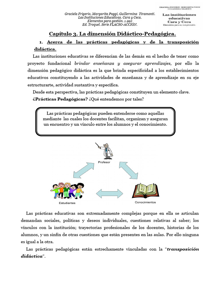 Dimensión Didáctico Pedagógica Frigerio, Poggi Tiramonti | PDF | Plan de estudios | Evaluación