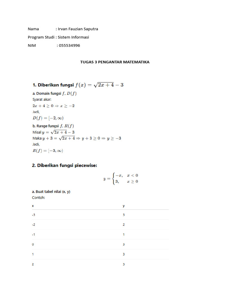 Tugas 3 - Pengantar Matematika | PDF