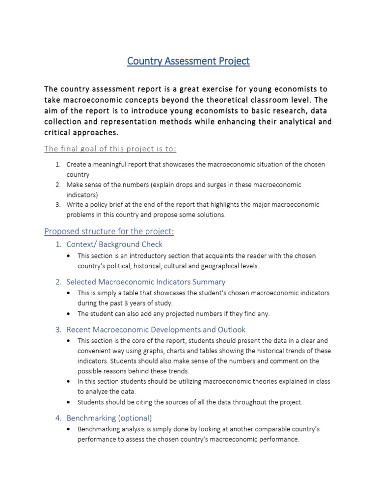 Country Assessment Project Guide | PDF | Macroeconomics | Economics