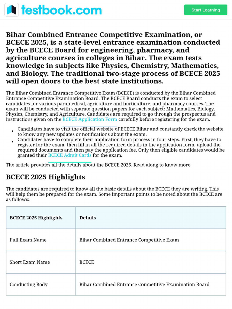 Bcece 2025exam Info | PDF