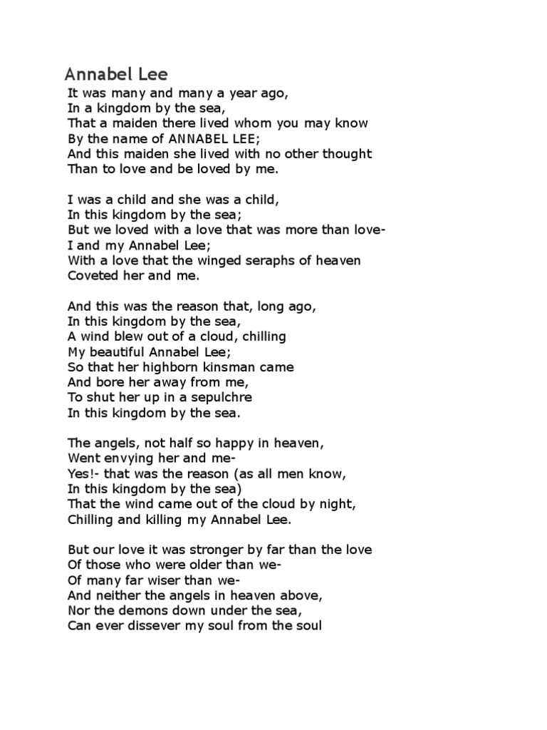 Annabel Lee | PDF | Poems | Poetry