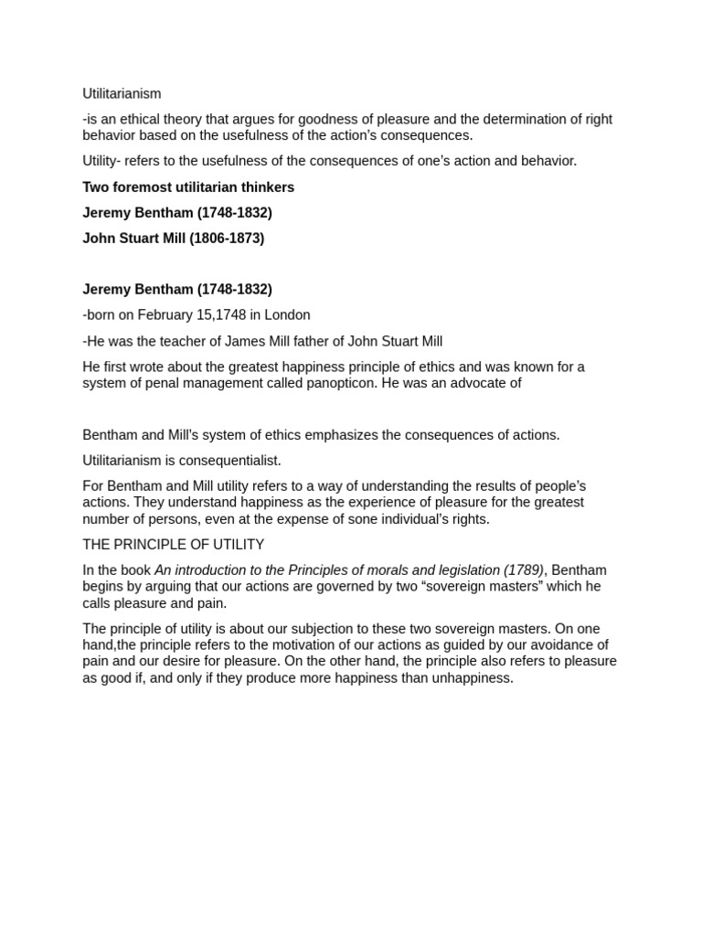 Utilitarianism | PDF