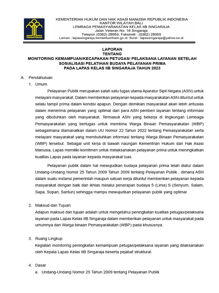 2 B03 Laporan Monev Yang Melihat Kemampuankecakapan Petugaspelaksana Layanan Setelah Pelaksanaan ...
