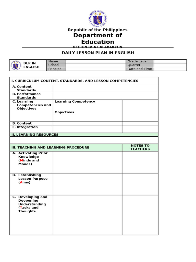 DLP Revised K 12 Matatag Template 1 | PDF