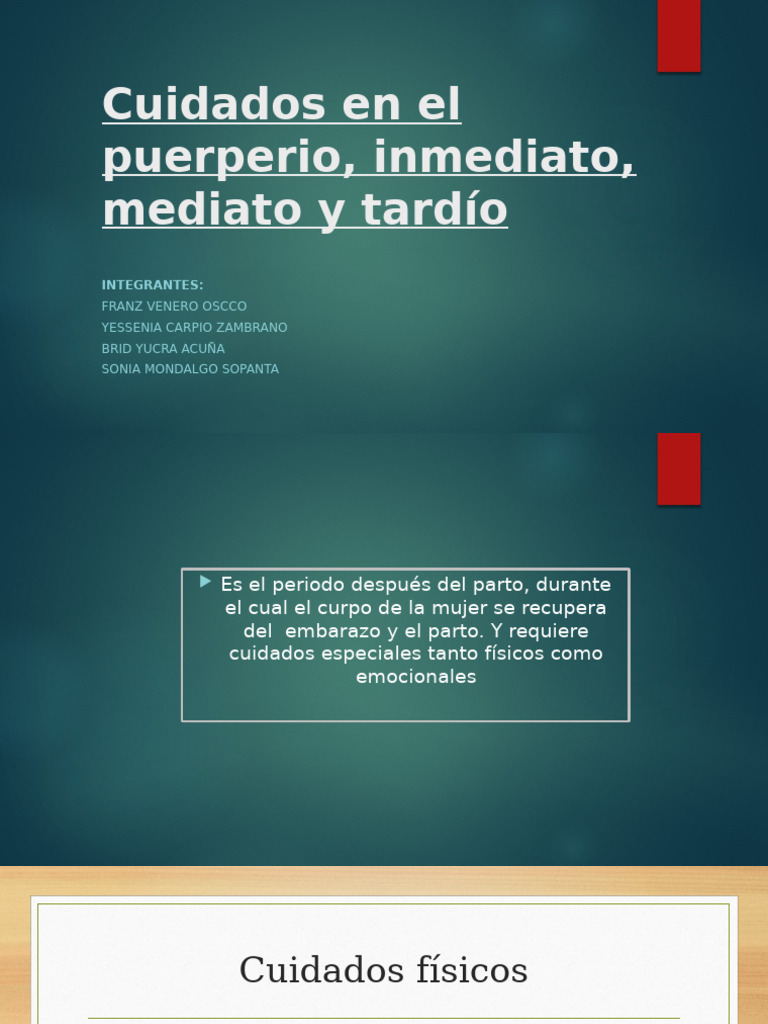 Cuidados en El Puerperio, Inmediato, Mediato (1) | PDF | Periodo ...