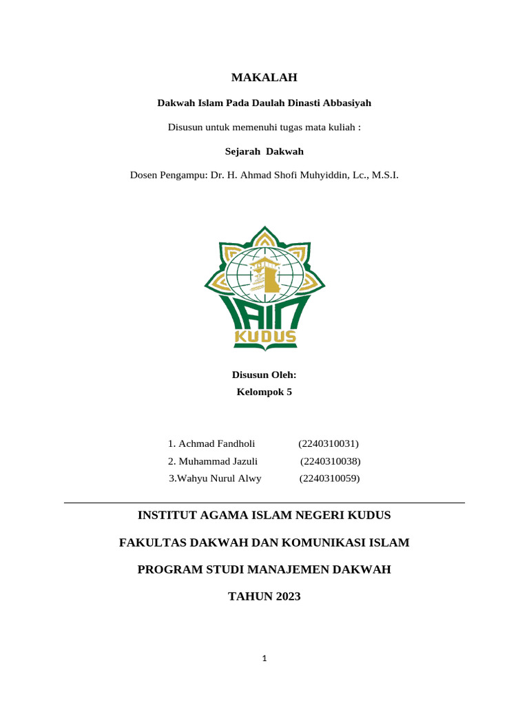 MAKALAH Kel 5 Sejarah Dakwah.. | PDF