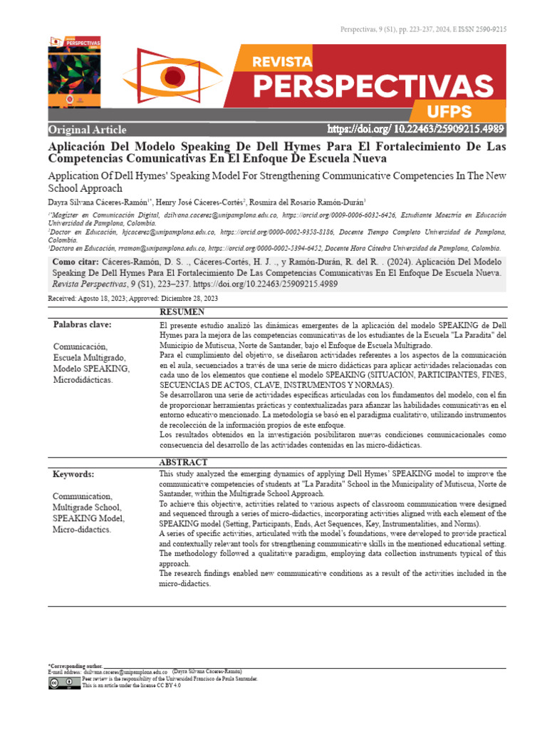Aplicacion Del Modelo Speaking de Dell Hymes para | PDF | Aprendizaje ...