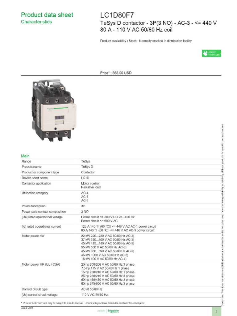 MN 40655272 LC1D80F7 | PDF