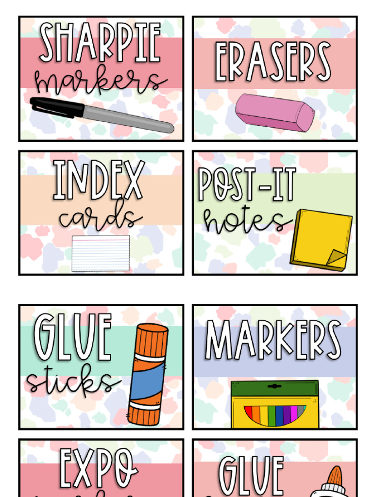 EditableBrightPastelSupplyBinLabelsClassroomSupplyLabels 1 | PDF