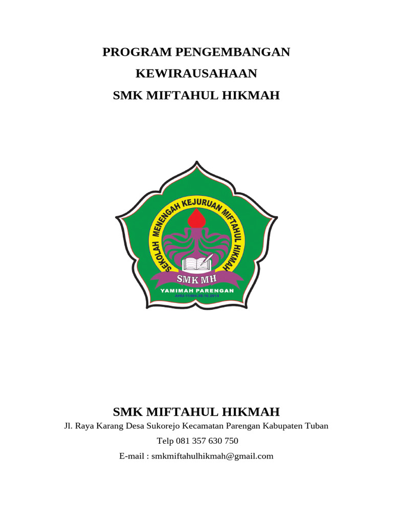 Master Plan Kewirausahaan SMK Miftahul Hikmah | PDF