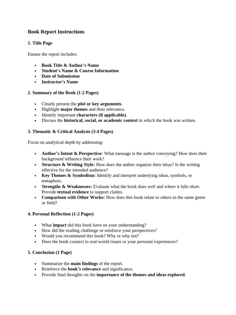 Book Report Instructions | PDF