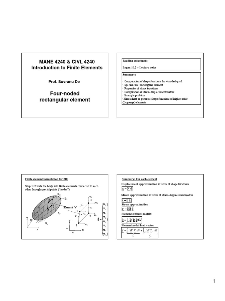 4 Node Quad | PDF | Finite Element Method | Mechanics