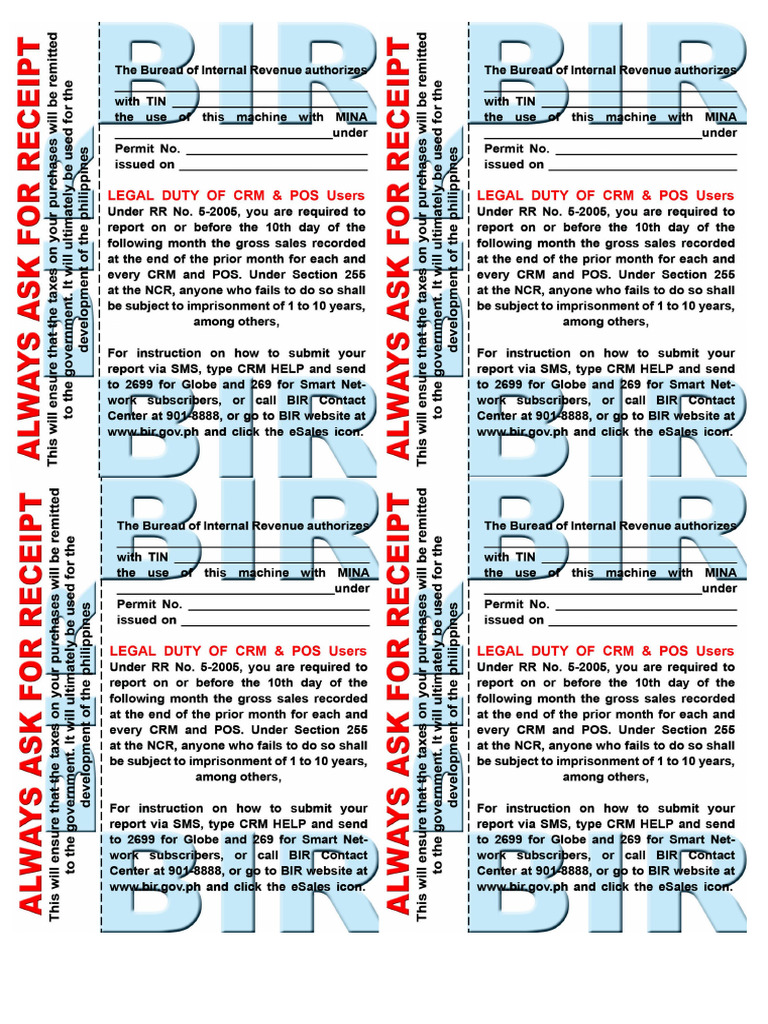 BIR Sticker | PDF