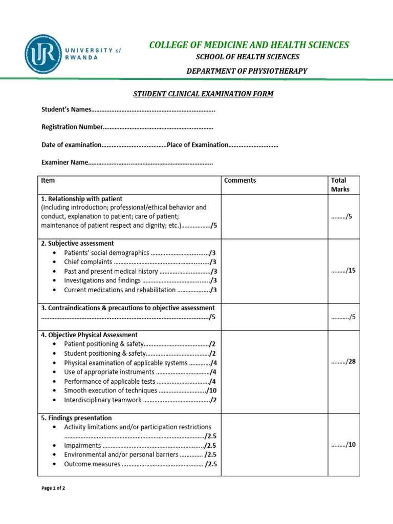 Final Clinical Examination Form STAFF | PDF | Public Services | Medical ...