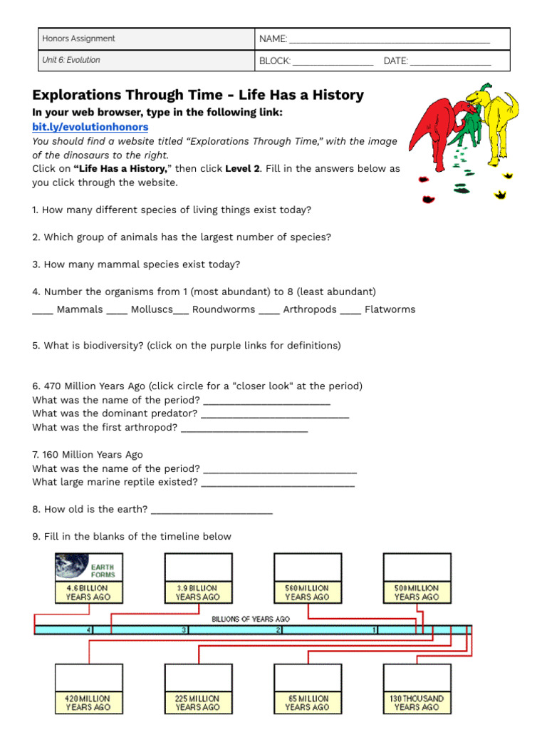 Evolution Assignment: Life's History | PDF | Biology | Organisms
