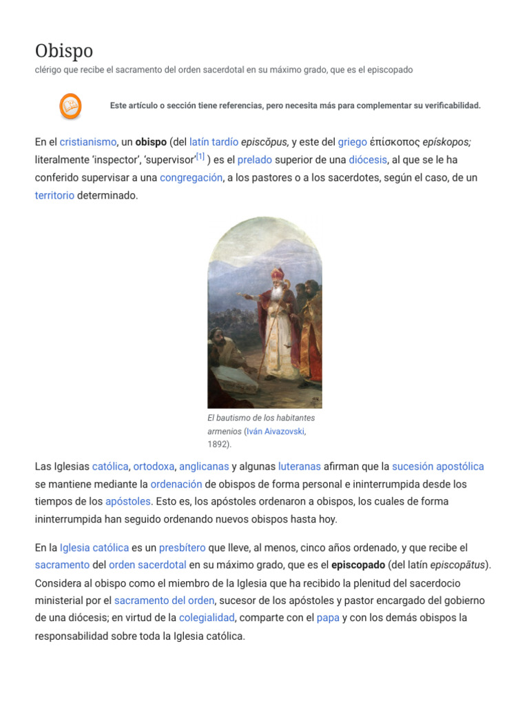 Obispo - Wikipedia, La Enciclopedia Libre | PDF | obispo | Cristianismo ...