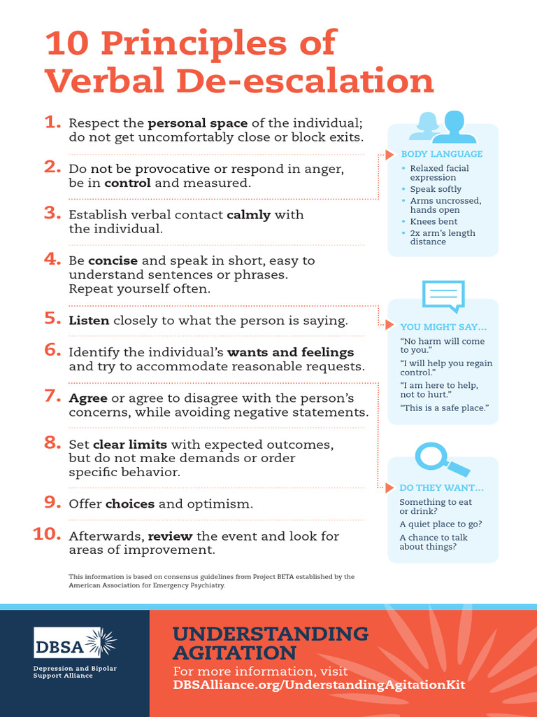 10 Principles of Verbal De-escalation | PDF | Anger | Human Communication