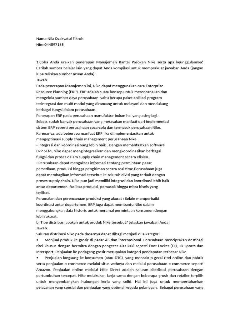 Tugas Manajemen Rantai Pasokan | PDF