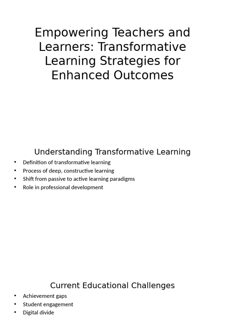 Transformative Learning Strategies Guide | PDF | Educational Assessment ...